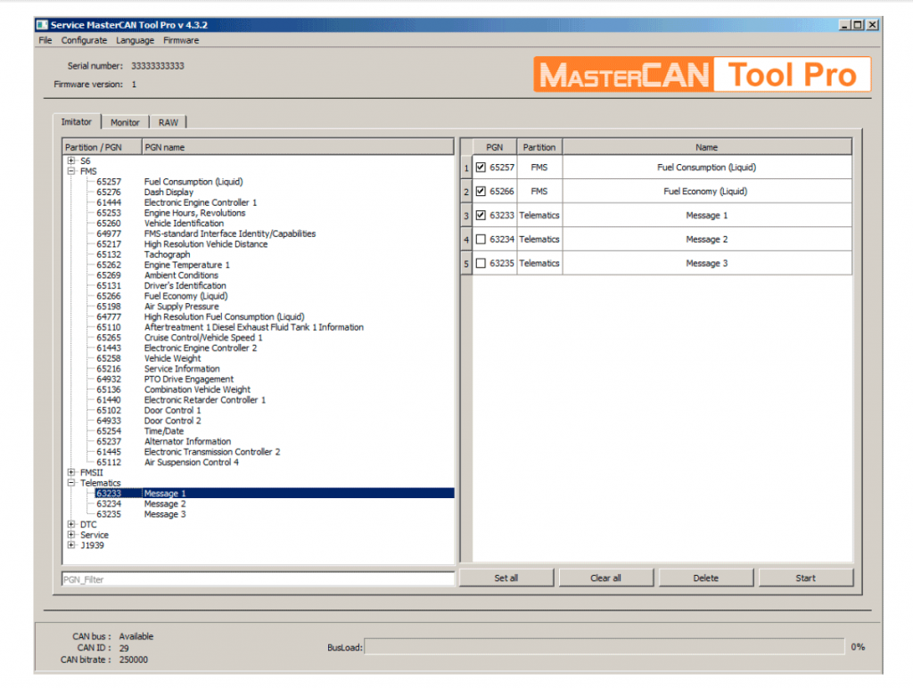 MasterCAN Tool - vehicle CAN bus analyzer and simulator