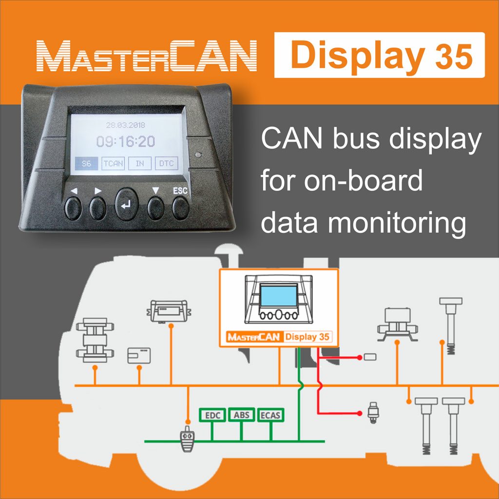 CAN bus display . Visual check of machinery operation parameters